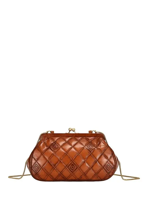 OLD TREND Petunia Small Quilted Leather Crossbody - Cognac