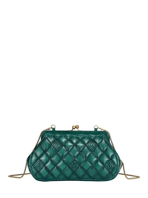 OLD TREND Petunia Small Quilted Leather Crossbody - Teal