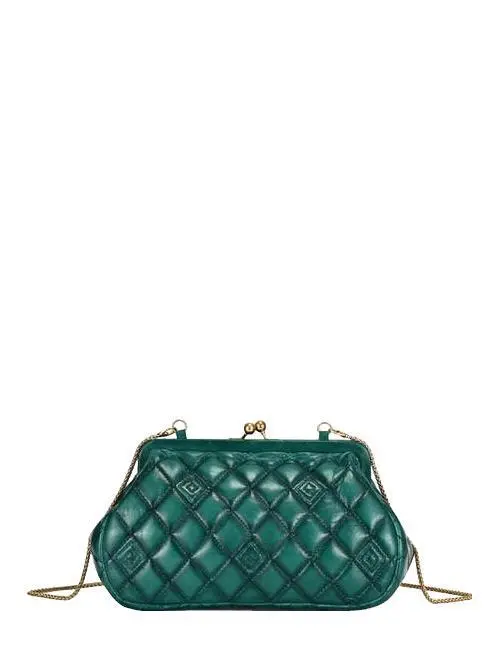 OLD TREND Petunia Small Quilted Leather Crossbody - Teal