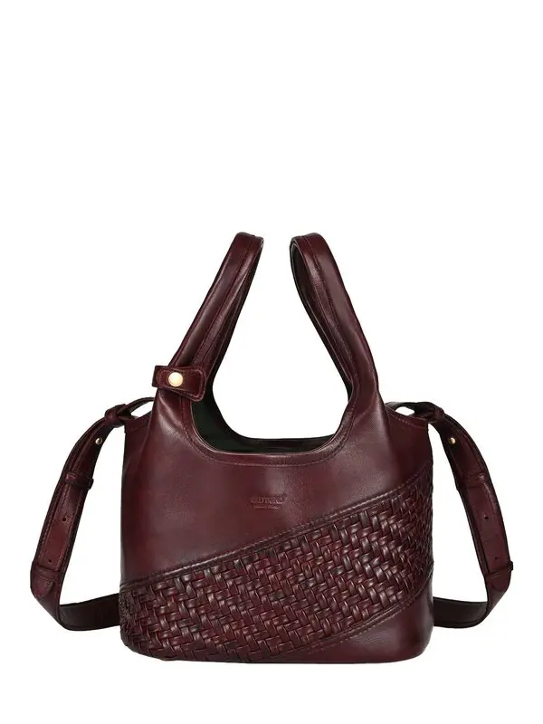OLD TREND Lily Handwoven Leather Tote - Burgundy
