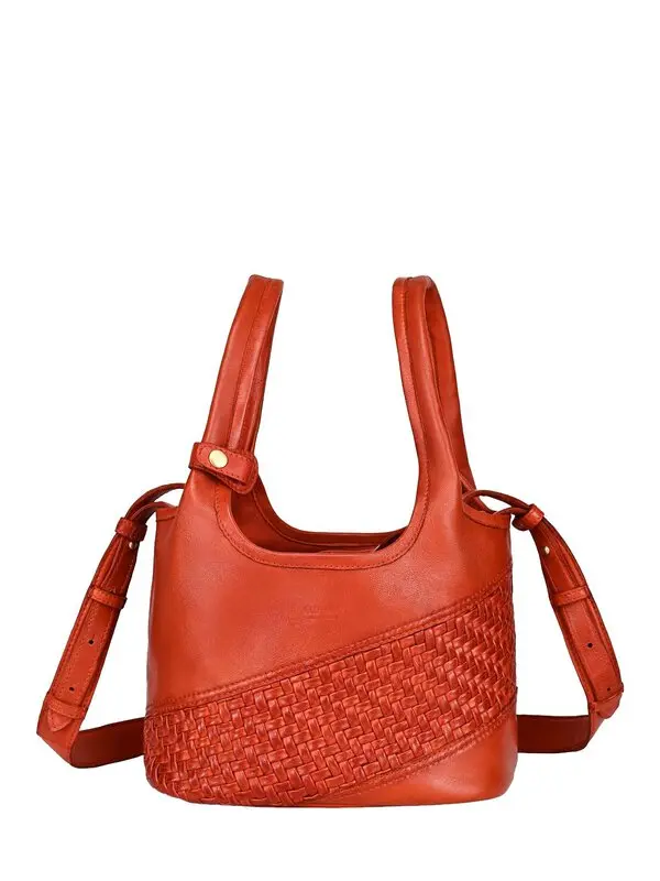 OLD TREND Lily Handwoven Leather Tote - Orange