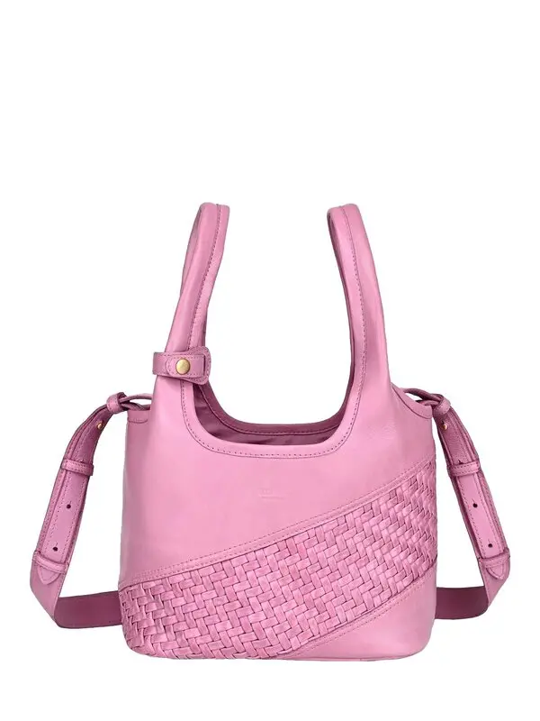 OLD TREND Lily Handwoven Leather Tote - Pink