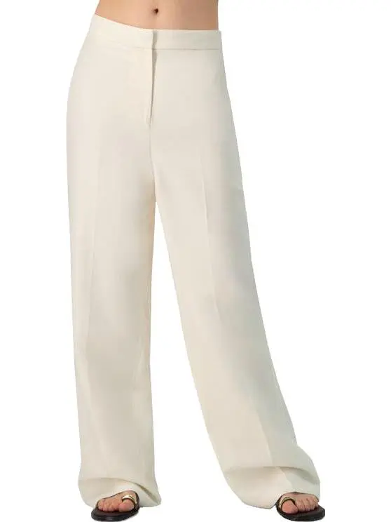 IVONNE Linen Straight-leg Pants - Ivory