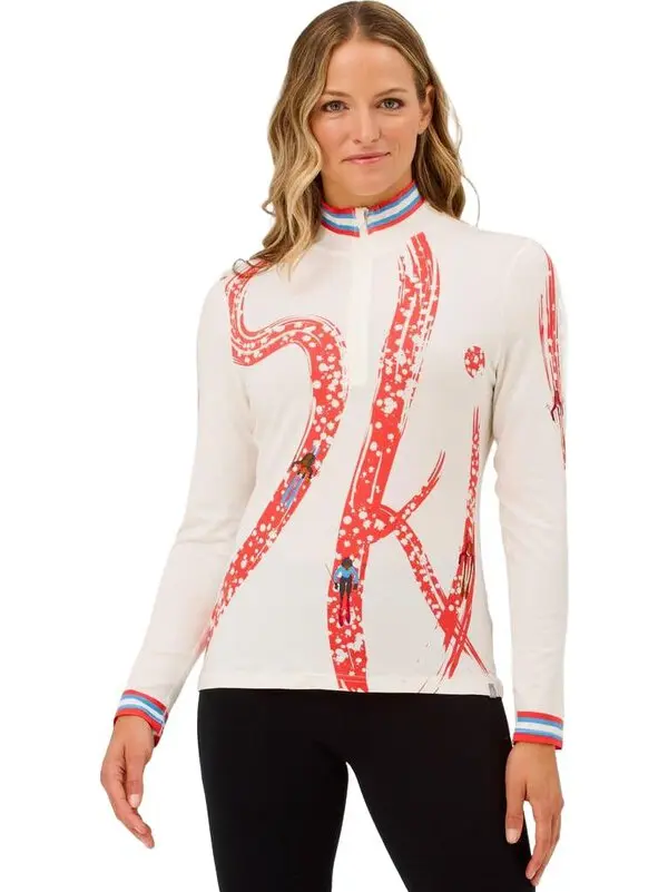 Krimson Klover Aerial Ski Merino Base Layer Top - White/red