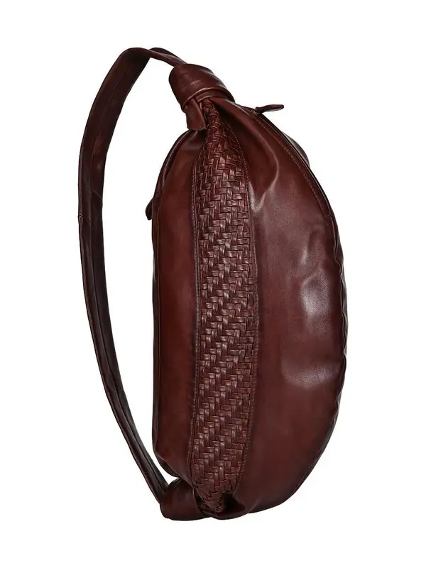 OLD TREND Lily Oversized Handwoven Convertible Leather Sling Bag - Brown