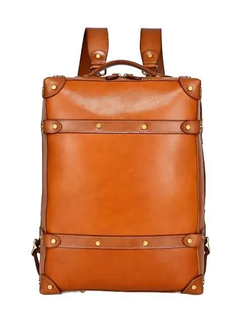 OLD TREND Speedwell Small Leather Trunk Backpack - Caramel