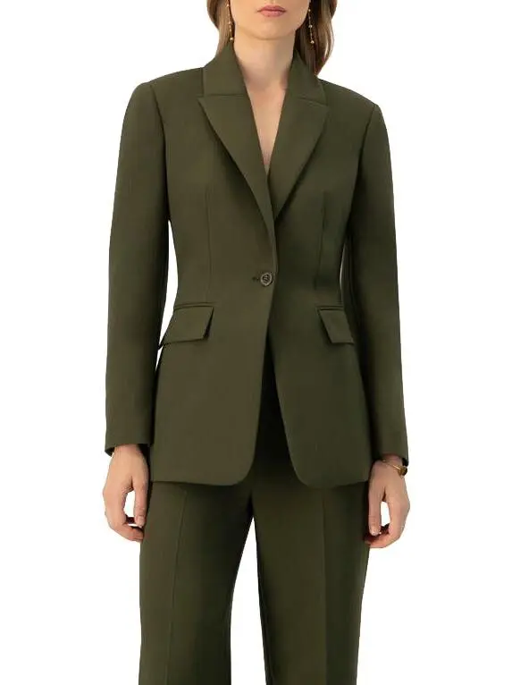 IVONNE Single-breasted Blazer With Front Flap Pockets - Green