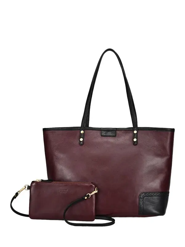 OLD TREND Camellia Medium Reversible Leather Tote - Burgundy