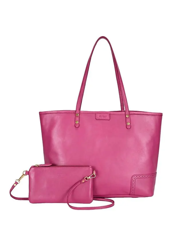 OLD TREND Camellia Medium Reversible Leather Tote - Fuchsia