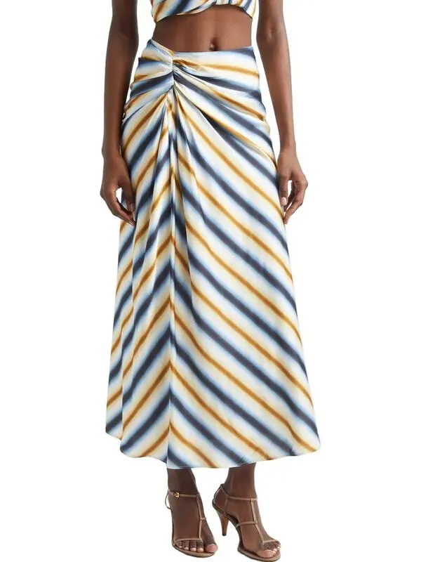 A.L.C. Diagonal Stripe Maxi Skirt - Tahoe Blue/milk Chocolate
