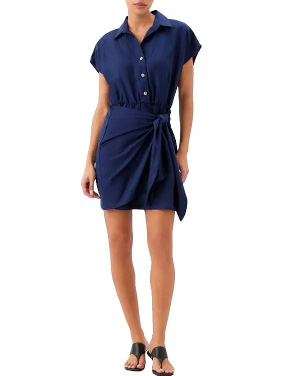 Fifteen Twenty Linen-blend Shirt Dress - Navy