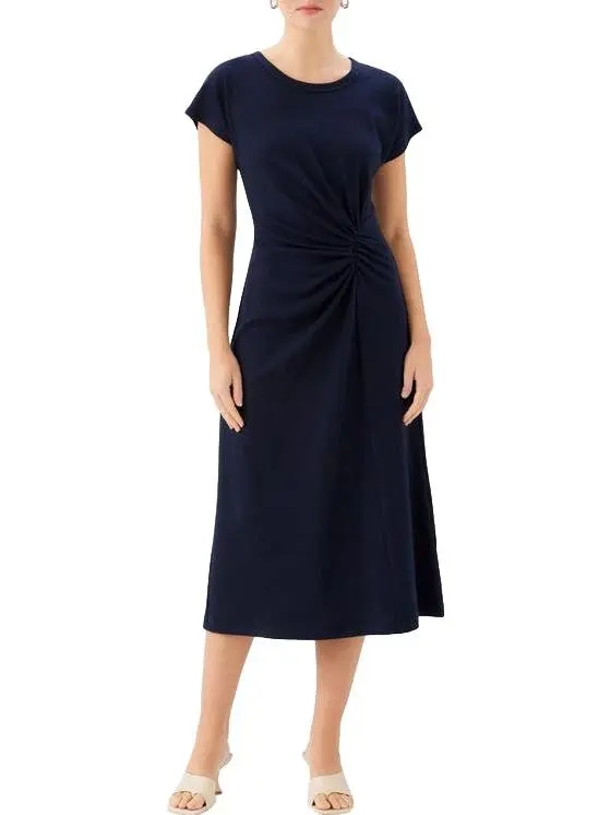 Fifteen Twenty Aveline Side Twist Midi Dress - Navy