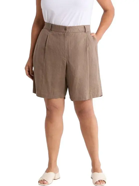 Eileen Fisher Organic Linen Walking Shorts - Walnut