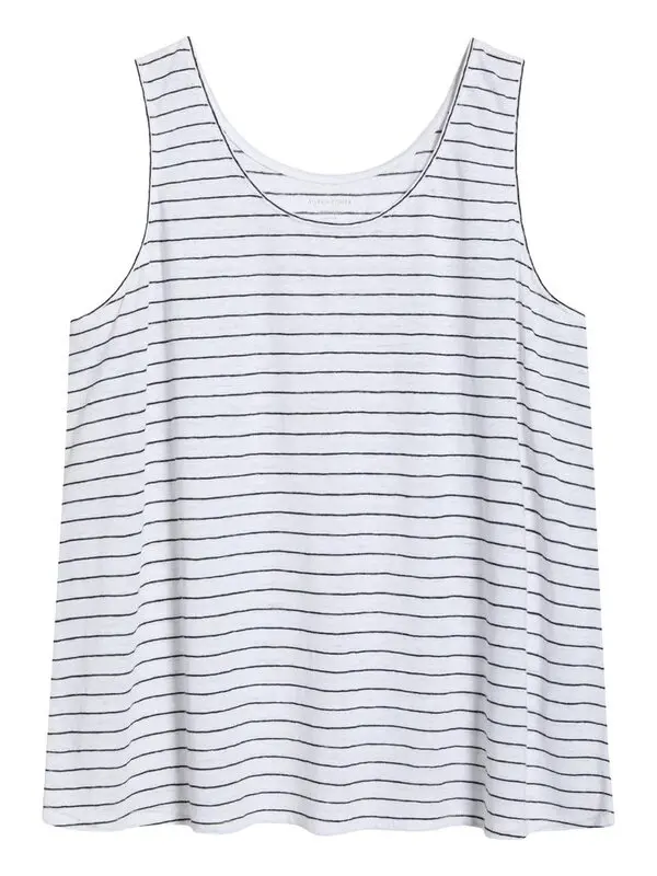 Eileen Fisher Stripe Organic Linen Tank - White/black