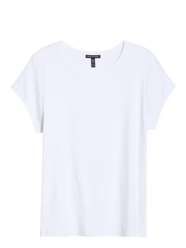 Eileen Fisher Ribbed Organic Cotton Crewneck T-shirt - White