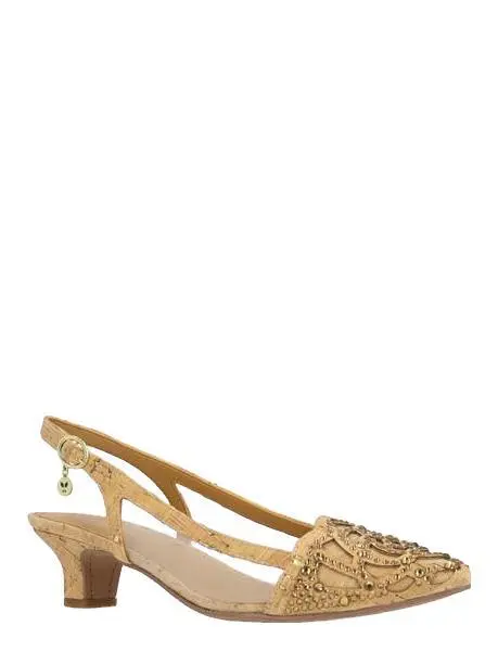 J. Reneé Elsinora Mesh Embellished Slingback Pumps - Natural/gold