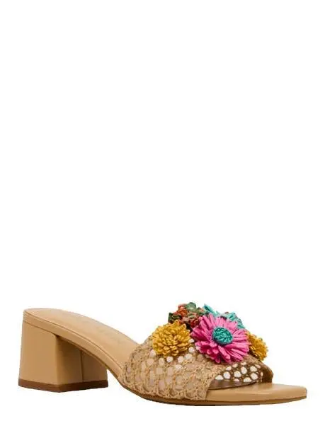 Anne Klein Dia Straw Flower Slide Sandal - Multicolor