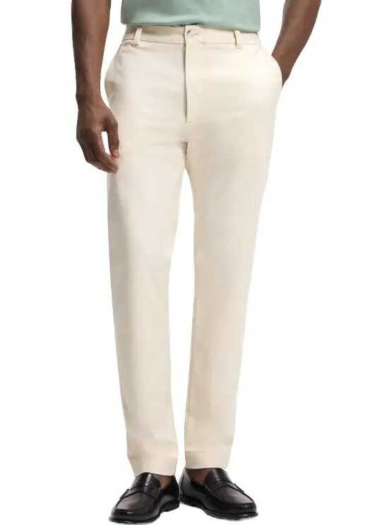 BOSS Flat-front Straight-leg Trousers - Open White
