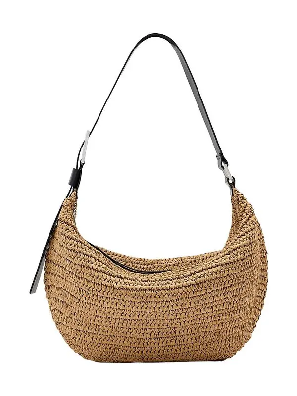 ALLSAINTS Luna Medium Raffia Shoulder Bag - Biscuit Brown