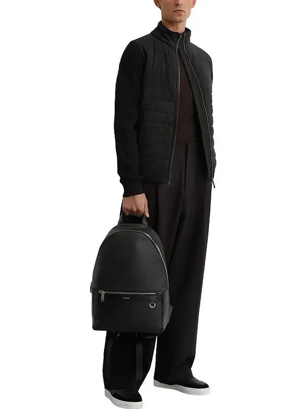 REISS Bram Zip Through Funnel Jacket - Black