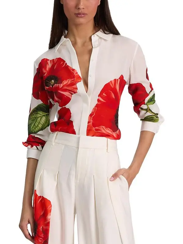 Alice + Olivia Willa Silk Top - Summer Poppy