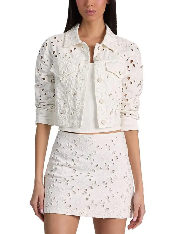 Alice + Olivia Chloe Boxy Cropped Jacket - Off White
