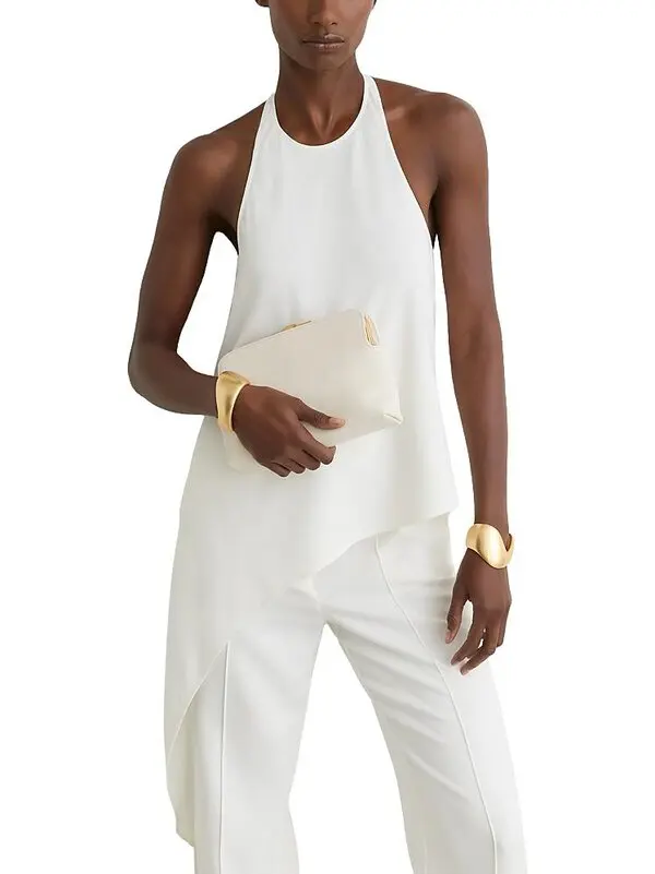 REISS Quinn Asymmetric Halter Top - Ivory