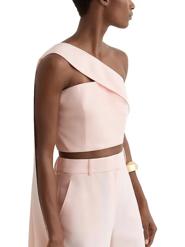 REISS Emilia One Shoulder Bustier Top - Pale Pink