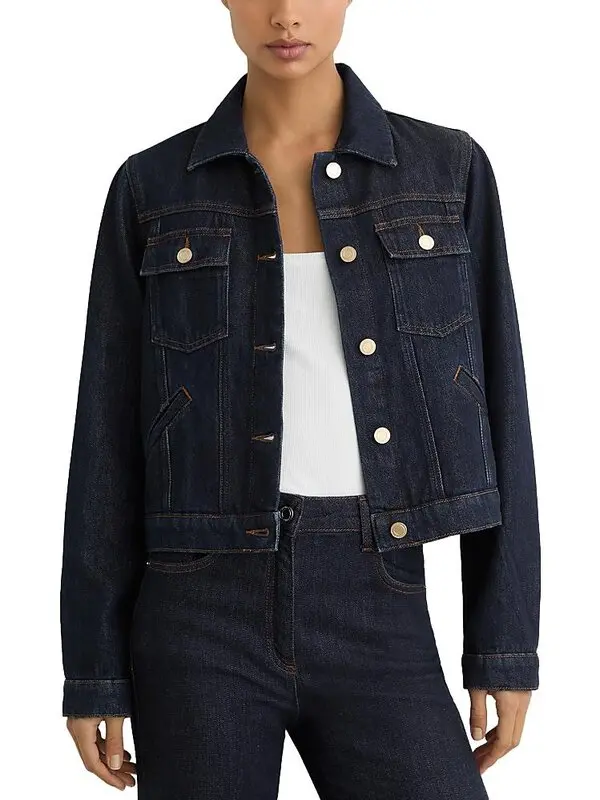 REISS Carmen Denim Jacket - Dark Blue