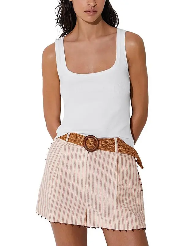 REISS Striped Shorts - Coral Orange