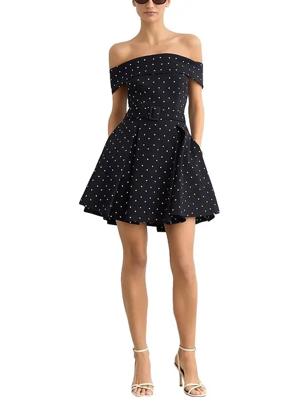REISS Arwen Mini Dress - Navy/ivory