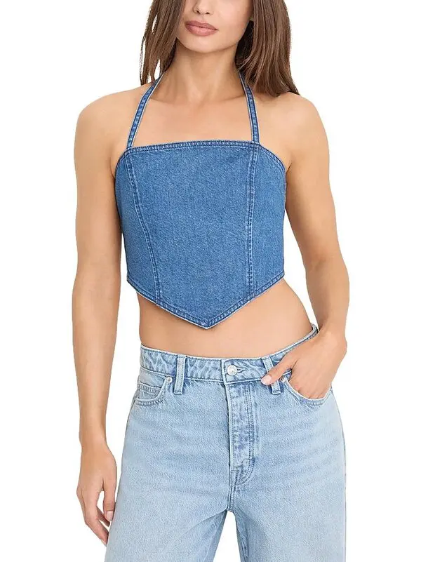 Good American The Denim Recess Top - Indigo