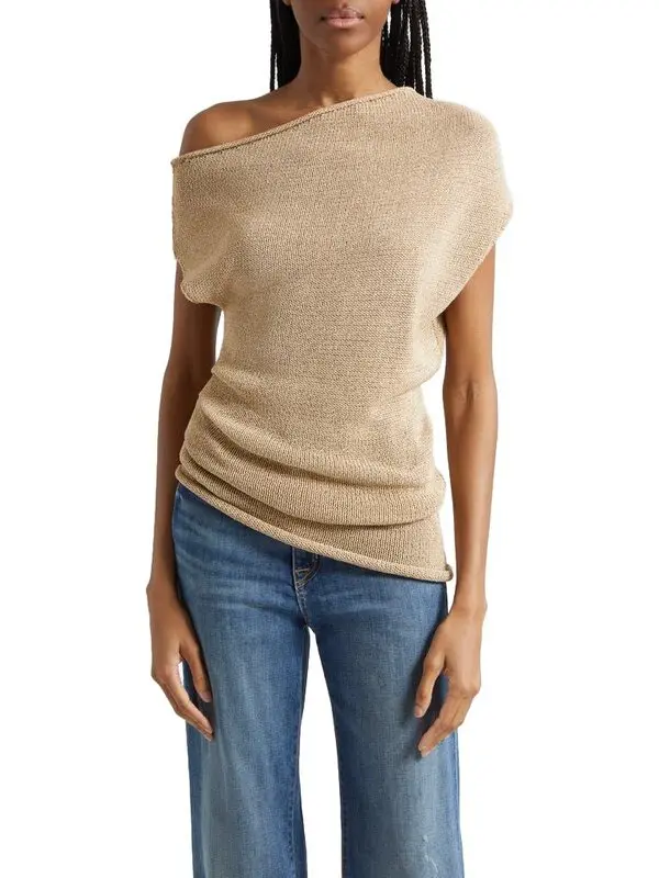 A.L.C. Joni Asymmetric Knit Top - Light Brown