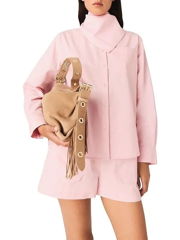 Maje Cionea Removable Scarf Shirt - Pink