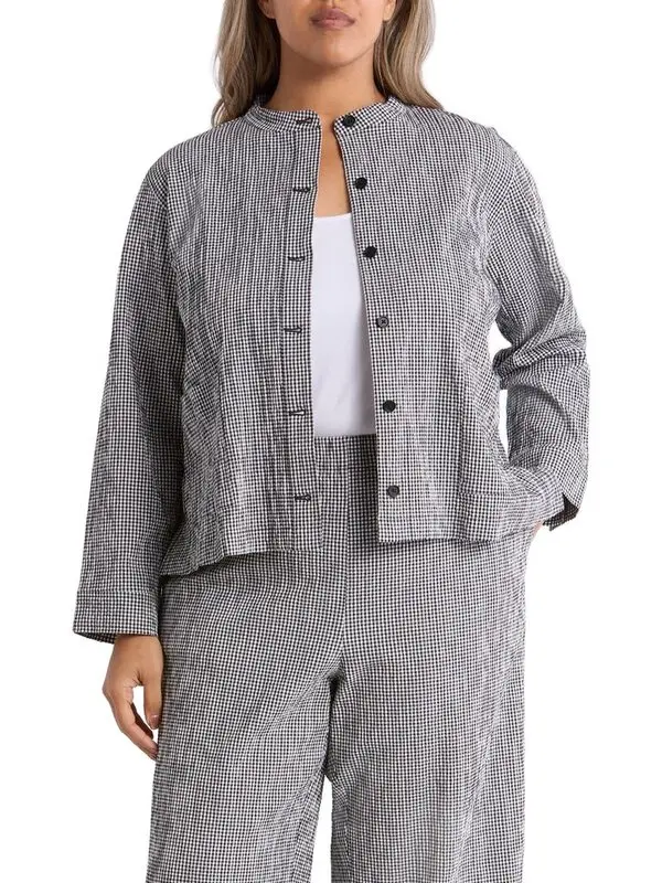 Eileen Fisher Check Print Jacket - Black/white