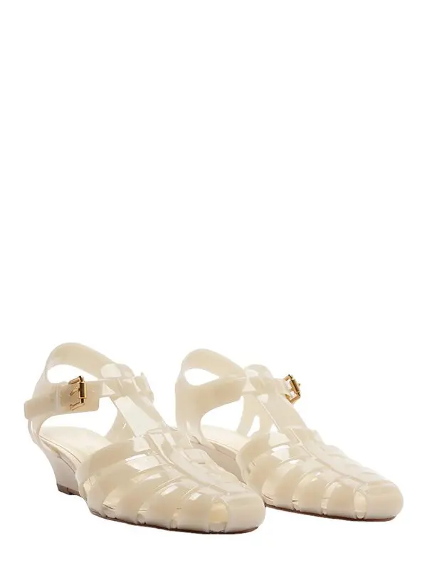 Farm Rio Fisherman Kitten Wedge Jelly Sandals - Ivory