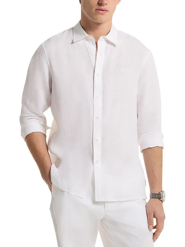 Michael Kors Classic Fit Linen Shirt - White