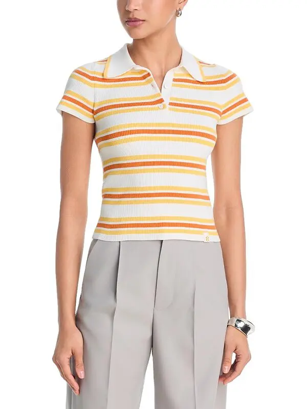 Simkhai Luka Striped Polo - Mango Clementine