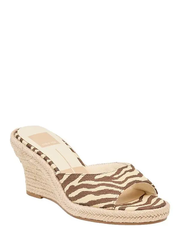 Dolce Vita Espadrille Wedge Sandals - Beige Zebra Raffia