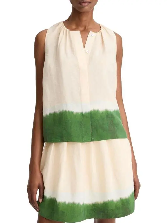 Vince Dip Dye Sleeveless Button-up Shirt - Porcelain/herbal