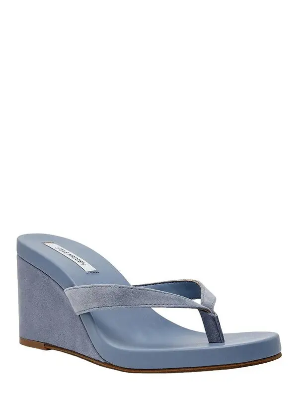 Steve Madden Playing Wedge Sandals - Blue Suede