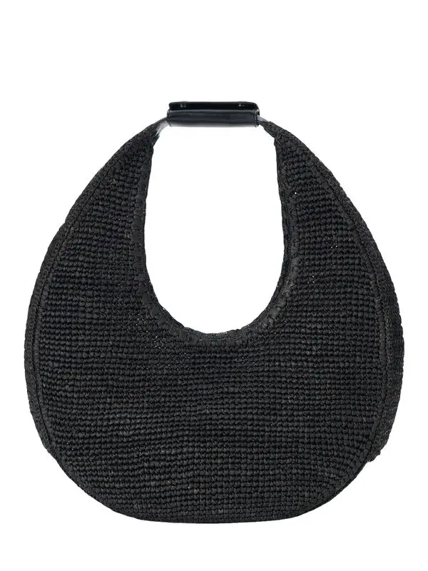 Staud Large Moon Crochet Raffia Tote - Black