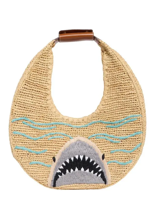 Staud Large Moon Crochet Raffia Tote - Great White