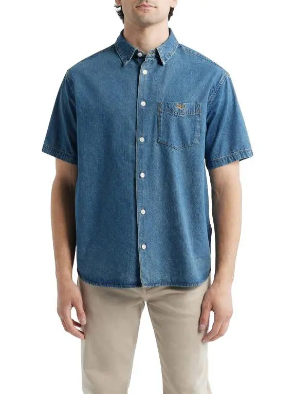 925 ORIGINALS Dad's Short Sleeve Denim Button-up Shirt - Denim Blue