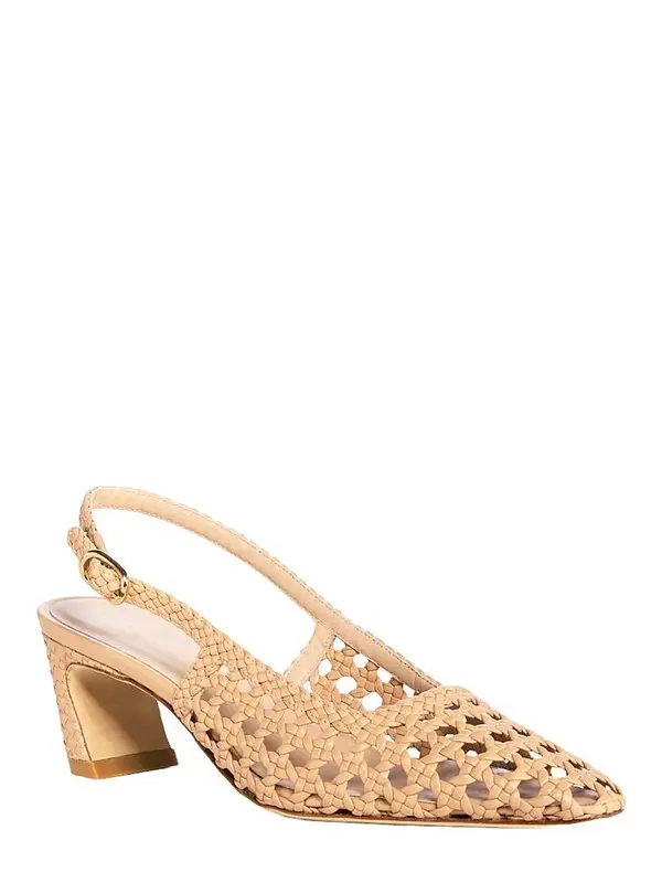 STUART WEITZMAN Stassi 50 Woven Slingback Pumps - Adobe