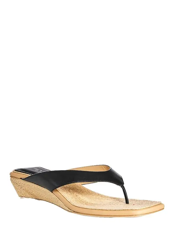 Rag & Bone Jo Thong Wedge Sandals - Black Natural Jute