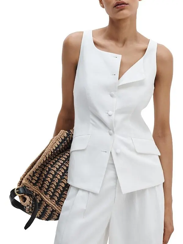 Rag & Bone Lola Button Front Vest - White