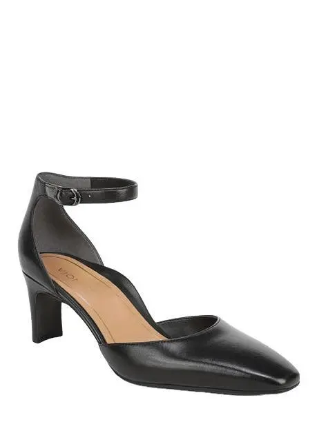 Vionic Scarlett Ankle Strap Pumps - Black Leather