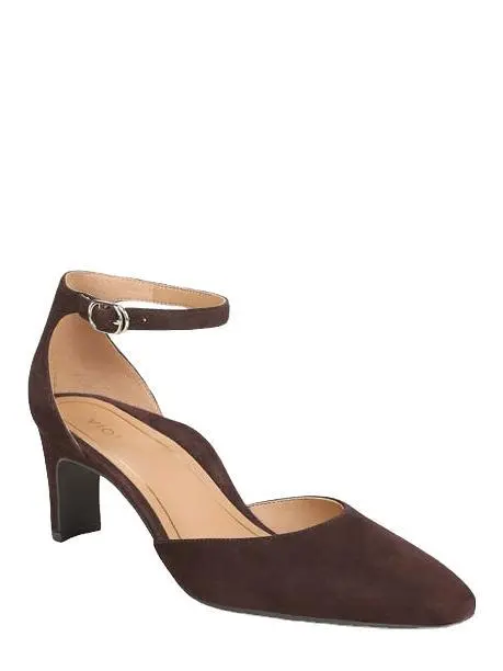 Vionic Scarlett Ankle Strap Pumps - Cafe Noir Suede