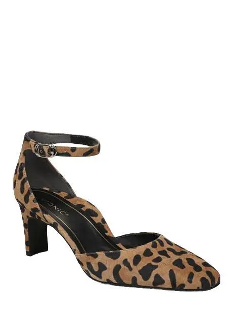 Vionic Scarlett Ankle Strap Pumps - Tan Leopard Leather
